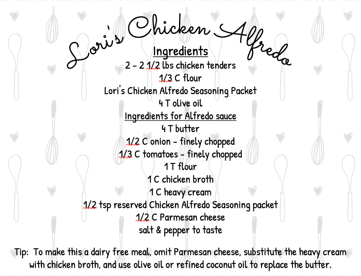Chicken Alfredo Seasoning Packet & Recipe Card – C3 Bros Spices