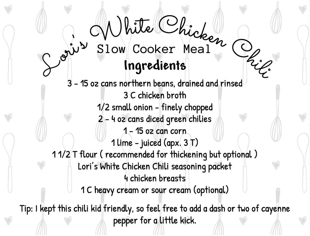 White Chicken Chili Seasoning Packet & Recipe Card – C3 Bros Spices